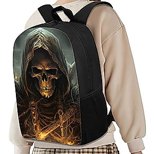 DUOLIFU Kids Funny Print Backpack Boys Girls Kindergarten Preschool Elementary Bookbag School Backpacks,Grim Reaper