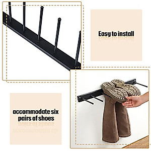 Vesici Metal Freestanding Boot Rack Wall Mounted Boot Rack Organizer Tall Boots Stand Alone Shoe Holder 6 Pairs Tall Boots Inverter Holder, Store Tall Knee High for Hiking, Riding (Black, Metal)