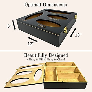 Ziplock Bag Organizer - Bamboo Bag Storage Organizer for Kitchen Drawer, Wooden Baggie Storage Organizer, Compatible with Slider Quart, Gallon, Snack and Sandwich Bags Organizer for Pantry (Black)