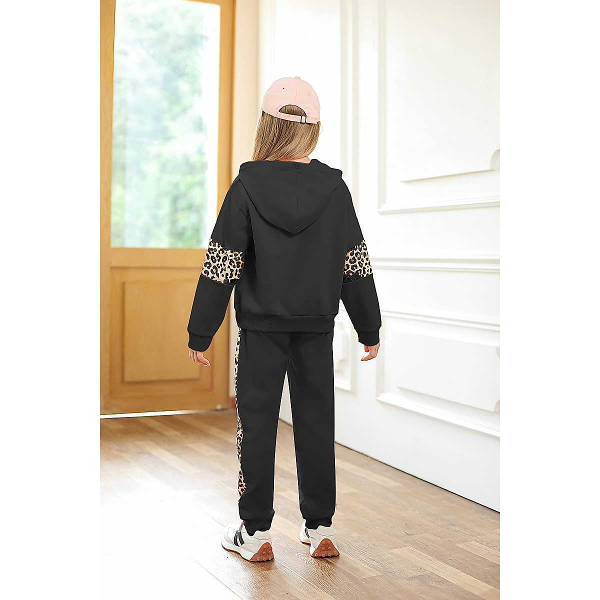 HopeKitt Girls Jogger Set 2 Piece Hoodie and Sweatpants Kids Clothing Sets Winter Outfit Black 12Y