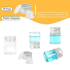 5ml Glass Vials with Screw Caps and Plastic Stoppers, Small Clear Liquid Sample Vial, Leak-Proof Vial, 12PCS