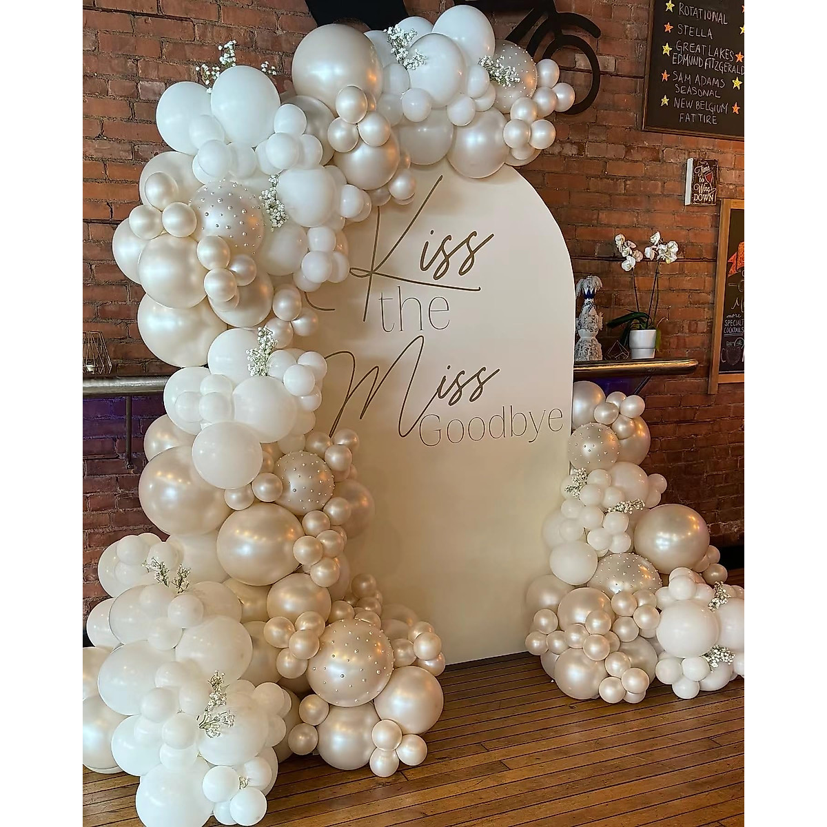 Pearl White Balloon Garland Arch Kit Ivory 112pcs Double Stuffed White Balloons Different Sizes for Wedding Engagement Bridal Shower Birthday Baby Shower Party Decoration