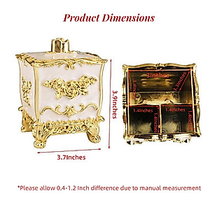 Taolivingmart Floral Relief Qtip Holder Dispenser for Cotton Ball, Swab, Floss Picks,Vanity Makeup Organizer,3 Compartment Storage (Coffee)