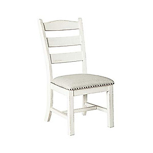 Signature Design by Ashley Valebeck Vintage Farmhouse Cushioned Dining Chair, 2 Count, Whitewash