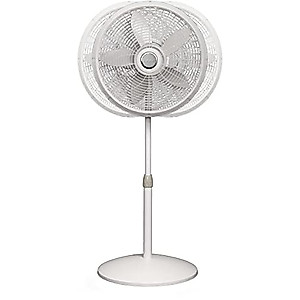 Lasko Oscillating Pedestal Fan, Adjustable Height, 3 Speeds, for Bedroom, Living Room, Home Office and College Dorm Room, 18", White, 1820