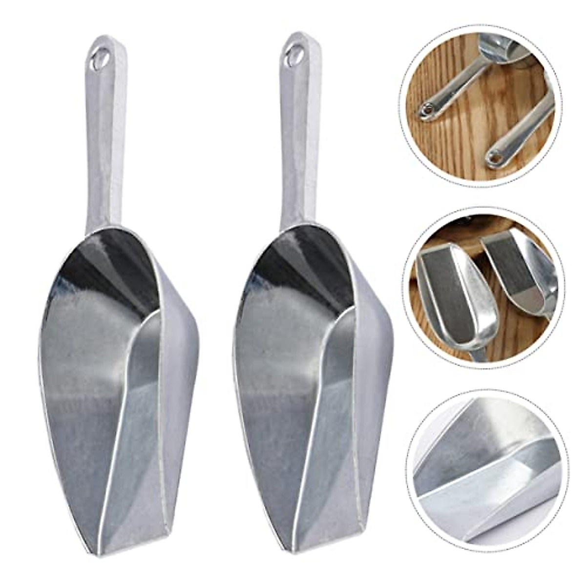 Zerodeko 2pcs Ice Scoop Condiments Scoop Metal Food Scoop Kitchen Scoops Pooper Scooper Metal Ice Cube Candy Stainless Steel Ice Scoop Professional Bar Scoop Professional Ice Scoop Silver