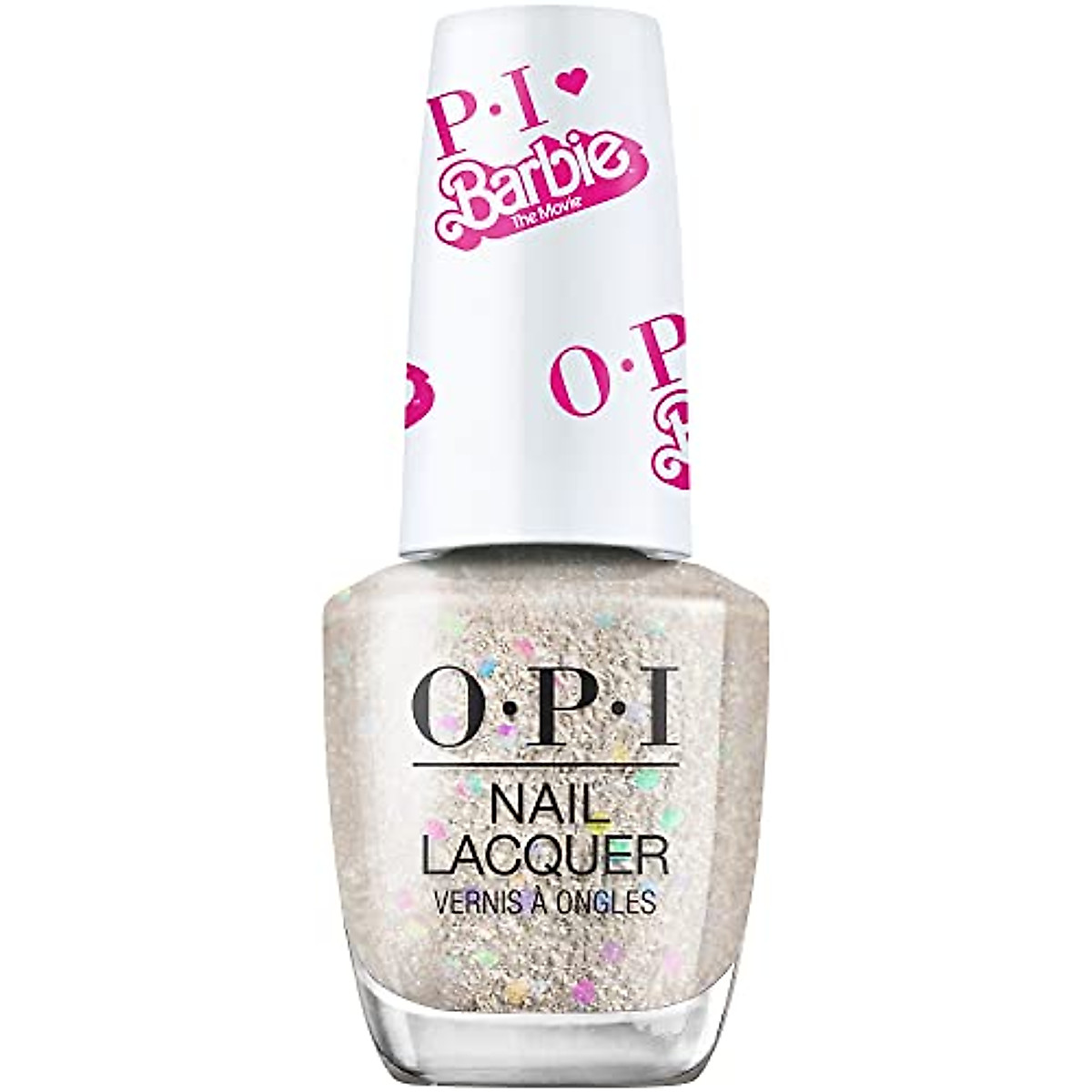 OPI Nail Lacquer, Sheer Glitter Finish Nail Polish, Up to 7 Days of Wear, Chip Resistant & Fast Drying, 3 Barbie Limited Edition Collection, Every Night is Girls Night, 0.5 fl oz