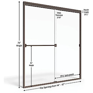 Basco Classic Sliding Shower Door, Fits 44-47 inch opening, Clear Glass, Silver Finish