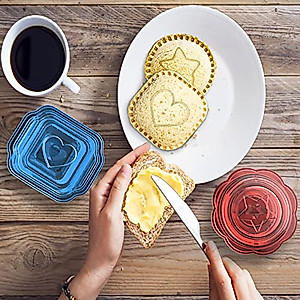 Moloudan Sandwich Cutter and Sealer, 6 Pcs/Set Uncrustables Food Grade Decruster Sandwich Maker for Kids DIY Lunch Lunchbox and Bento Box(Blue Square)