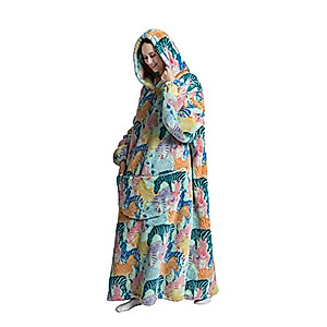 QFULFUN Lengthened Wearable Blankets Hoodie for Women Men,Oversized Blanket Sweatshirt with Giant Pocket,Warm and Cozy Hooded Blanket
