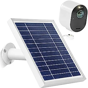 Uogw Solar Panel Charge for Arlo Pro 3/Arlo Pro 4/Arlo Ultra/Ultra 2, with 11.5ft Waterproof Magnetic Power Cable, Adjustable Mount(Silver)(NOT for Arlo Essential Spotlight)