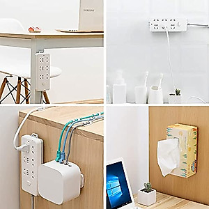 YUMIN 12Pcs Adhesive Punch Free Socket Holder, Self-Adhesive Desktop Socket Fixer, New Self Adhesive Power Strip Mount, Cable Management System Punch Free Socket Holder (12pcs)