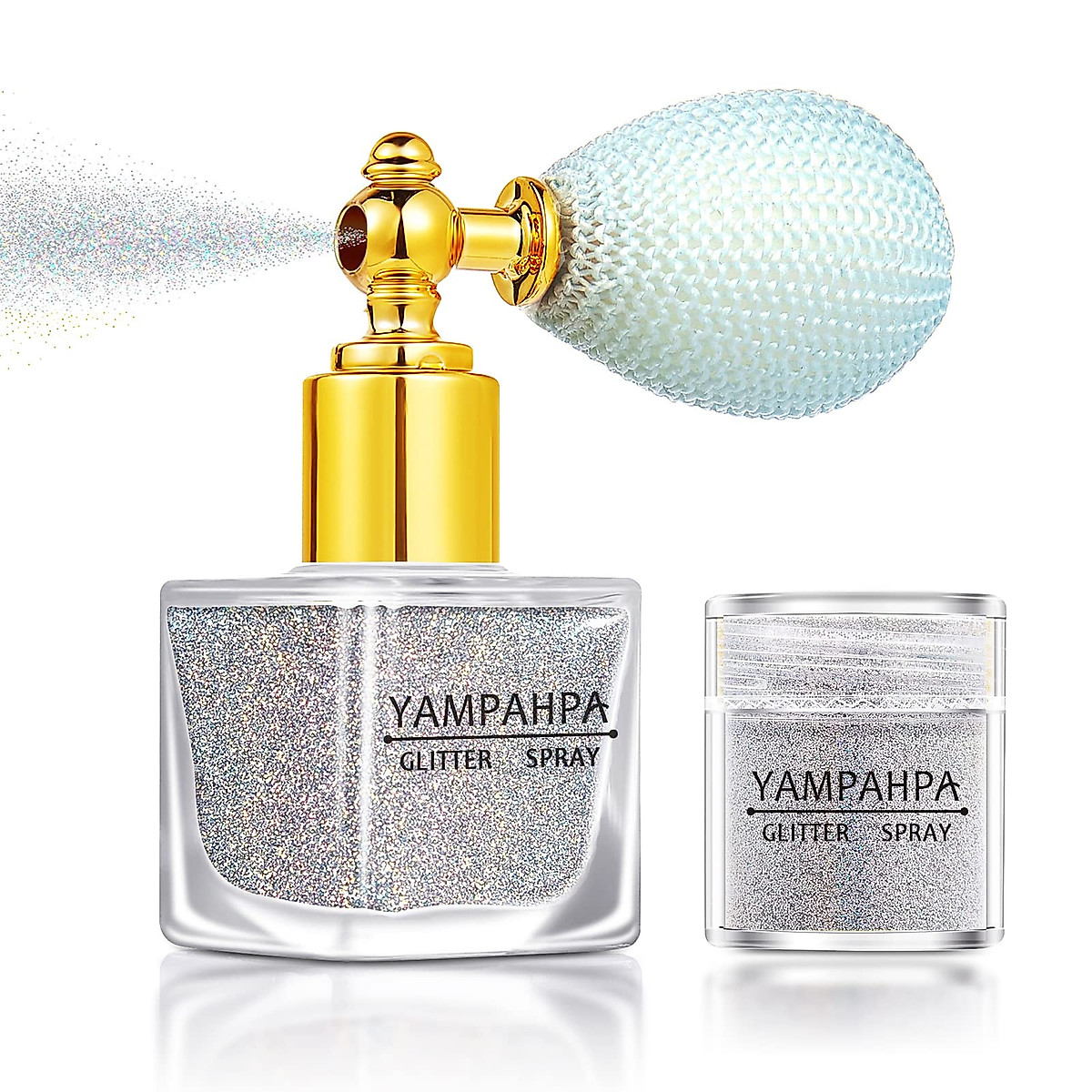 Vintage Body Glitter Spray, Silver Glitter Spray for Hair and Body Glitter Makeup, Extra Fine Hair Glitter for Rave Nail Christmas Craft Clothes, Include 1 Jar of Refills