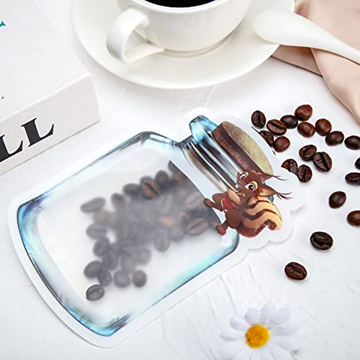 50 Pieces Mason Jar Bottles Bags Mason Jar Zipper Lock Bags Reusable Food Storage Bags Snacks Sandwich Zipper Sealed Bags Fresh Bags Airtight Seal Storage Bags Nuts Candy Cookies Bags