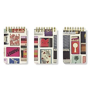 Kate Spade New York Mini Spiral Notepad Set of 3, Pocket Notebooks with 75 Lined Pages Each, Matchbook