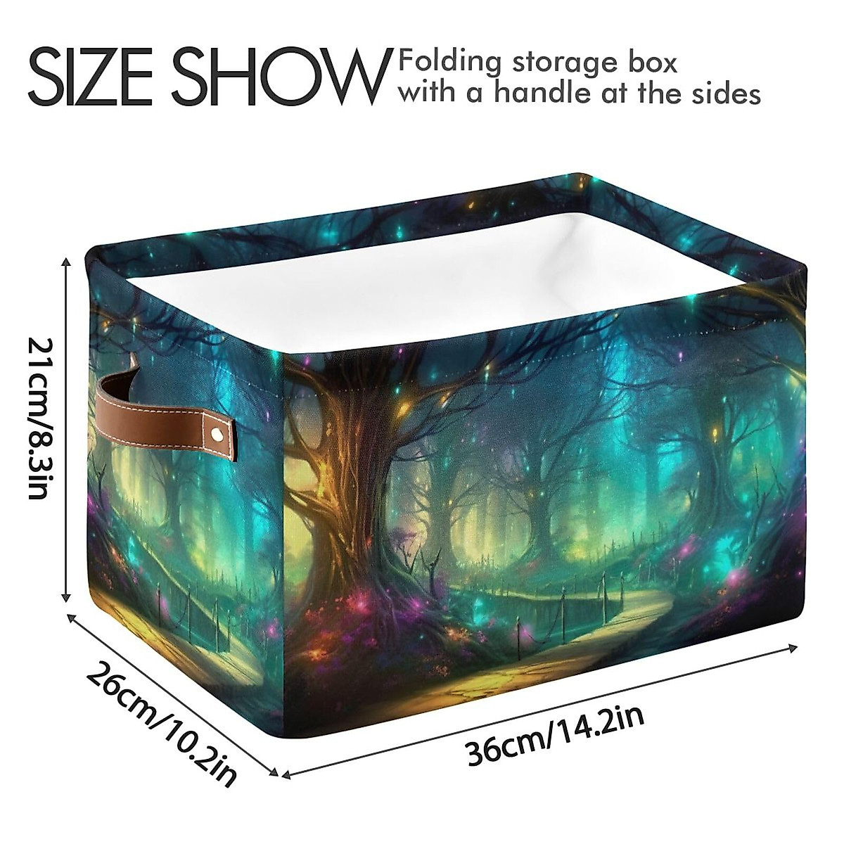 WELLDAY 1PCS Storage Basket Fairy Forest Large Foldable Storage Bin Cube Collapsible Organizer