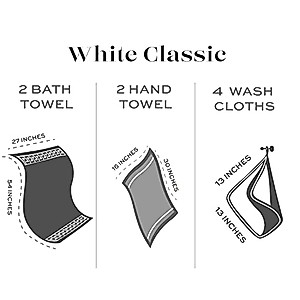 White Classic Luxury Grey Bath Towel Set - Combed Cotton Hotel Quality Absorbent 8 Piece Towels | 2 Bath Towels 700GSM | 2 Hand Towels | 4 Washcloths [Worth $72.95] 8 Pack | Gray