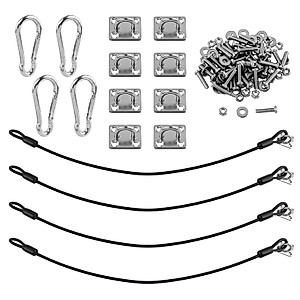 Jaeskeclip 4sets Trash Can Lock Kit, Garbage Can Lock, Trash Safe, with Rubber Coated Braided Wire Rope, Stainless Steel Hasp, Mounting Hardware, Self-Tapping Screws, for Garden, Park, Outdoor