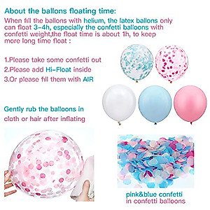 60 Pieces 12 Inch Gender Reveal Pink Blue Balloons Confetti Balloons Pastel Balloons for Wedding Baby Shower Birthday Party Supplies