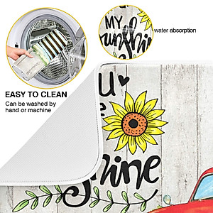 Kcldeci Sunflower Truck Spring Dish Drying Mats for Kitchen 16x18 inch Spring Summer Drying Pad Dish Mat Dish Drainer Mat For Kitchen Counter
