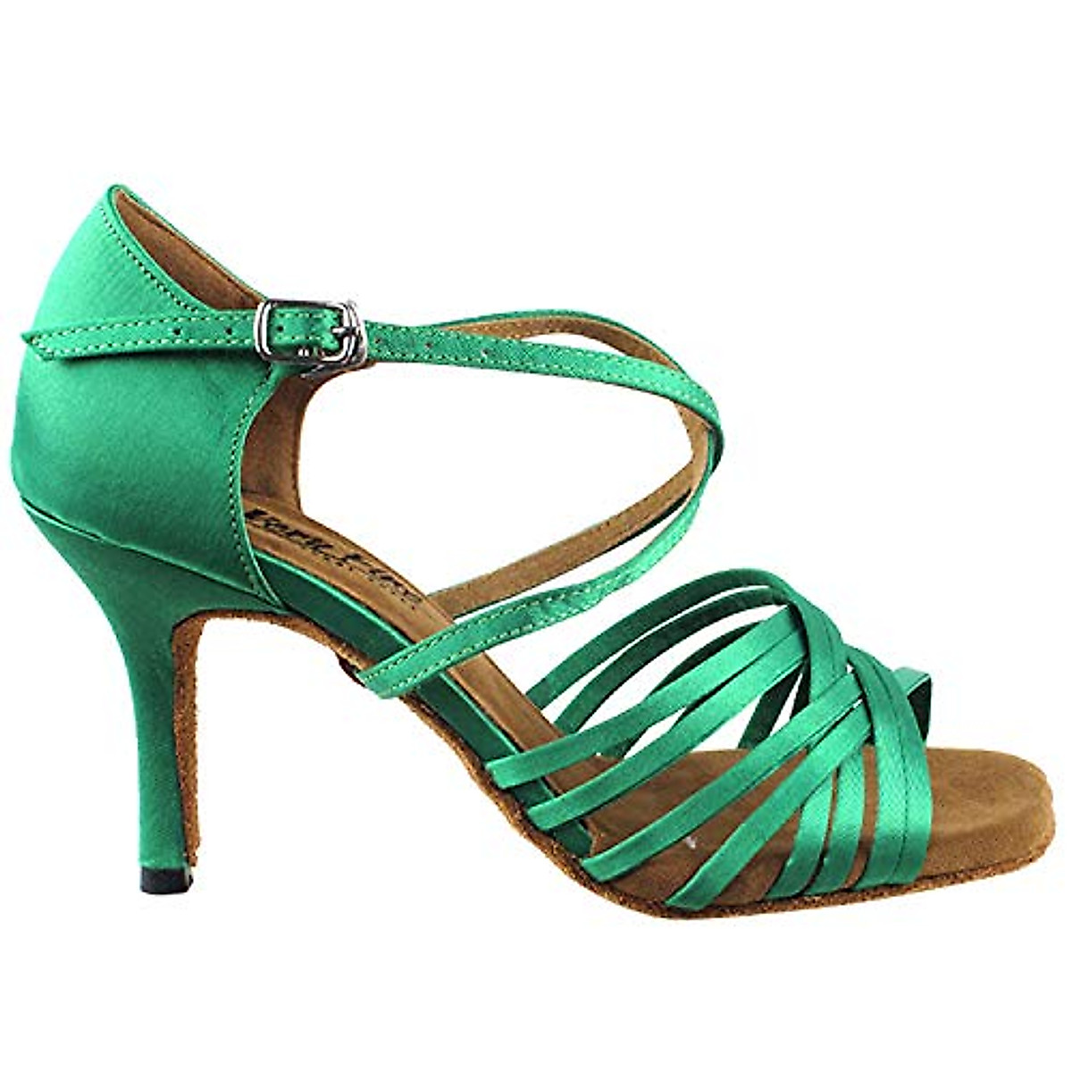 50 Shades Green Ballroom Latin Dance Shoes for Women: 2784LEDSS Green Satin 3" Slim Heel Size 10 1/2 (Special Order)