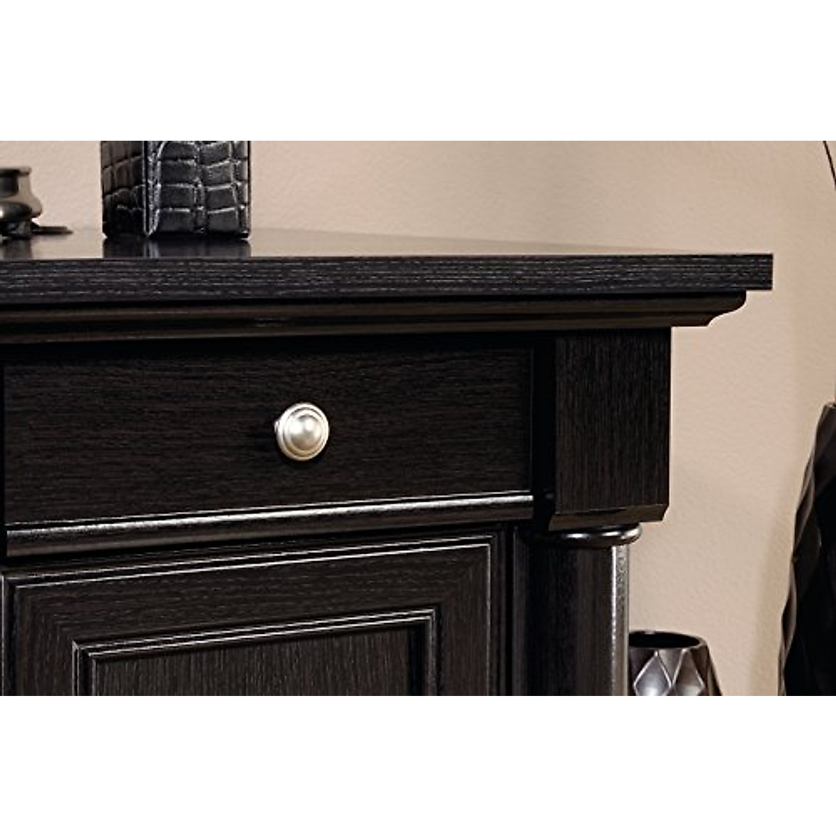 Sauder Bleeker Street L-Desk, Obsidian Oak finish
