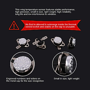 Hilitchi KSD301 20Pcs NO and NC Thermostat Temperature Thermal Control Switch Auto Reset 40C to 135C Thermal Control Switch Assortment Kit with Bimetal Disc. for Household Electric Appliances