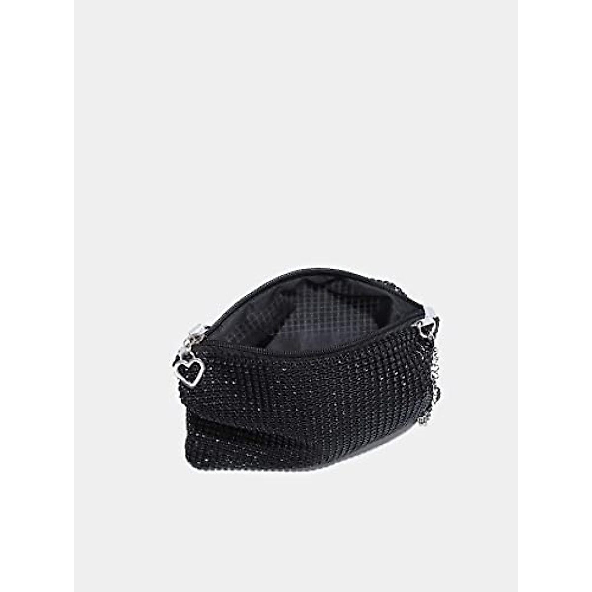 GORGLITTER Women's Rhinestone Clutch Purse Heart Chain Evening Bag Glitter Purse Handbag Black One Size