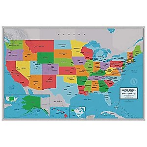 Laminated United States Scholar Map Poster | Educational Elementary School Version | Easy-to-Read Large Labels | 36” x 24” | Shipped in a Tube, Not Folded | Great for The Home or Classroom