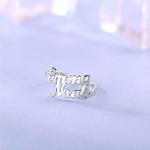 Shinelady Personalized Rings for Women Custom Any Name Ring with 1-3 Kids Name Dainty Sterling Silver Statement Ring Gift for Girlfriend, Wife, Mom, Grandma