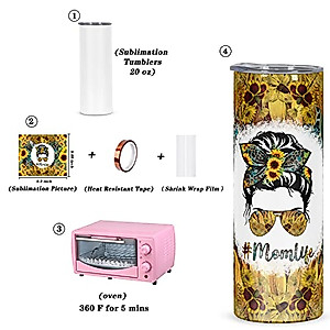 Tswofia Sublimation Tumblers Bulk 20 oz Skinny Straight, 8 Pack Stainless Steel Skinny Sublimation Tumbler Blanks With Shrink Wrap Film Lid Straw Set,Individually Boxed