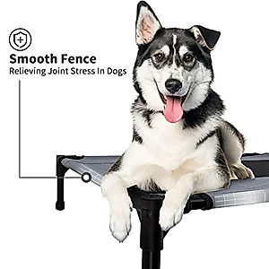 FIOCCO Elevated Dog Bed - Heavy Duty Dog Cot, Washable Raised Dog Bed with Chew Proof Mesh and Metal Frame, Portable Dog Bed for Outdoor Use, Dog Cots Beds for X-Large Dogs, Gray/Black Mesh