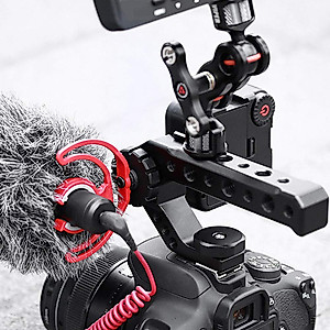 EVTSCAN Camera Handle Grip with 3 Cold Shoe, Universal Video Action Stabilizing Handle Grip Camera Cold Shoe Mount Adapter, 1/4" 3/8" Holes Mount