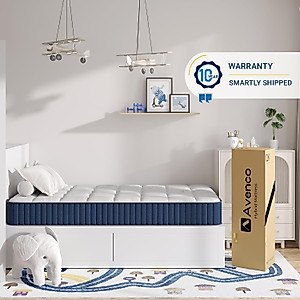 Avenco Twin Mattresses, 12 Inch Hybrid Twin Size Mattress with Latex Memory Foam Medium Firm Twin Bed Mattress in a Box, CertiPUR-US Certified & 10 Years Warranty