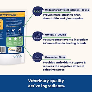 Jope Hip and Joint Dog Chews with UC-II® Collagen - More Effective Than Glucosamine - Veterinarian-Developed - Recommended for Small, Medium and Large Dogs - Cold-Pressed & Third-Party Tested