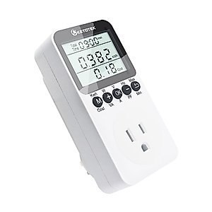KETOTEK Watt Meter Plug-in Socket Power Meter, Kilowatt Wattage Voltage Tester, Home Electricity Usage Monitor with Overload Protection, LCD Display Energy Voltage Amps Power Consumption Monitor