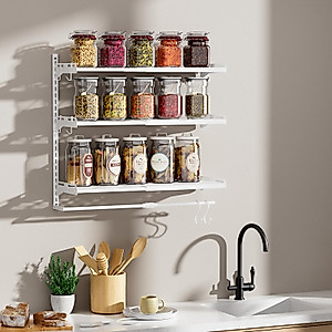 CPPDEL Over The Toilet Storage, 23.8" Lx8.46 Wx23.8 H, 3-Tier Adjustable Metal Bathroom Organizer Expandable Over Toilet Storage, Floating Heavy Duty Bathroom Storage, Space Saver w/Hanging Rod-White