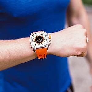 Translucent Hard Case with Band for Apple Watch Ultra 49mm, Crystal Clear Bumper with Silicone Strap for iWatch Ultra 49mm, Luxury Rugged Military Tactical Heavy Duty Protective Case for Watch Ultra.