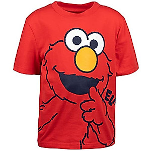 Sesame Street Elmo Toddler Boys T-Shirt and French Terry Shorts Outfit Set Blue/Red 2T