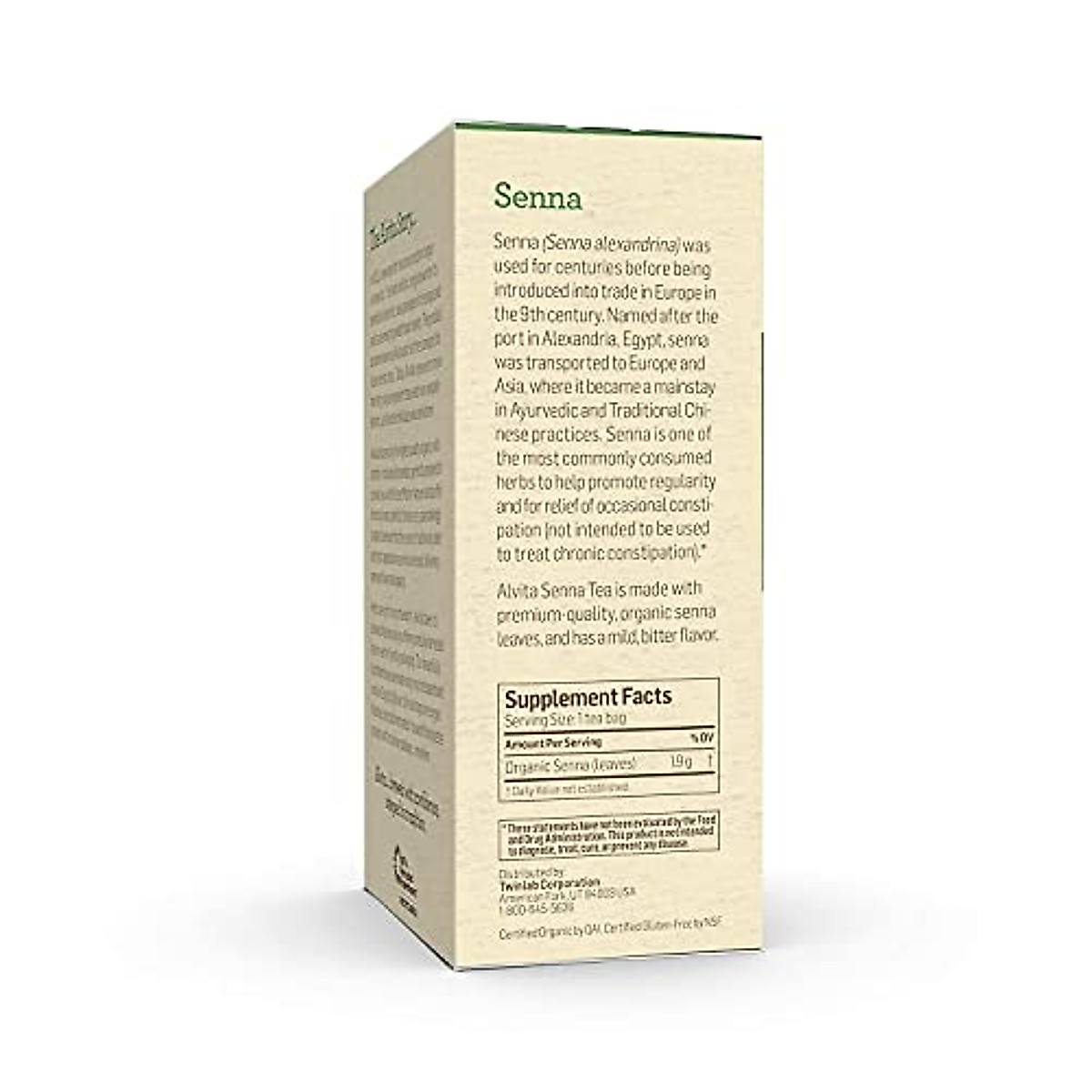 Alvita Organic Senna Herbal Tea - Made with Premium Quality Organic Senna Leaves, And A Mild Bitter Flavor, 72 Tea Bags (3 Pack)