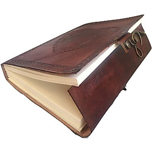 cuero Vintage Heart Embossed Leather Journal/Instagram Photo Album (Handmade Paper) - Coptic Bound with Lock Closure - Heart Journal (Brown)