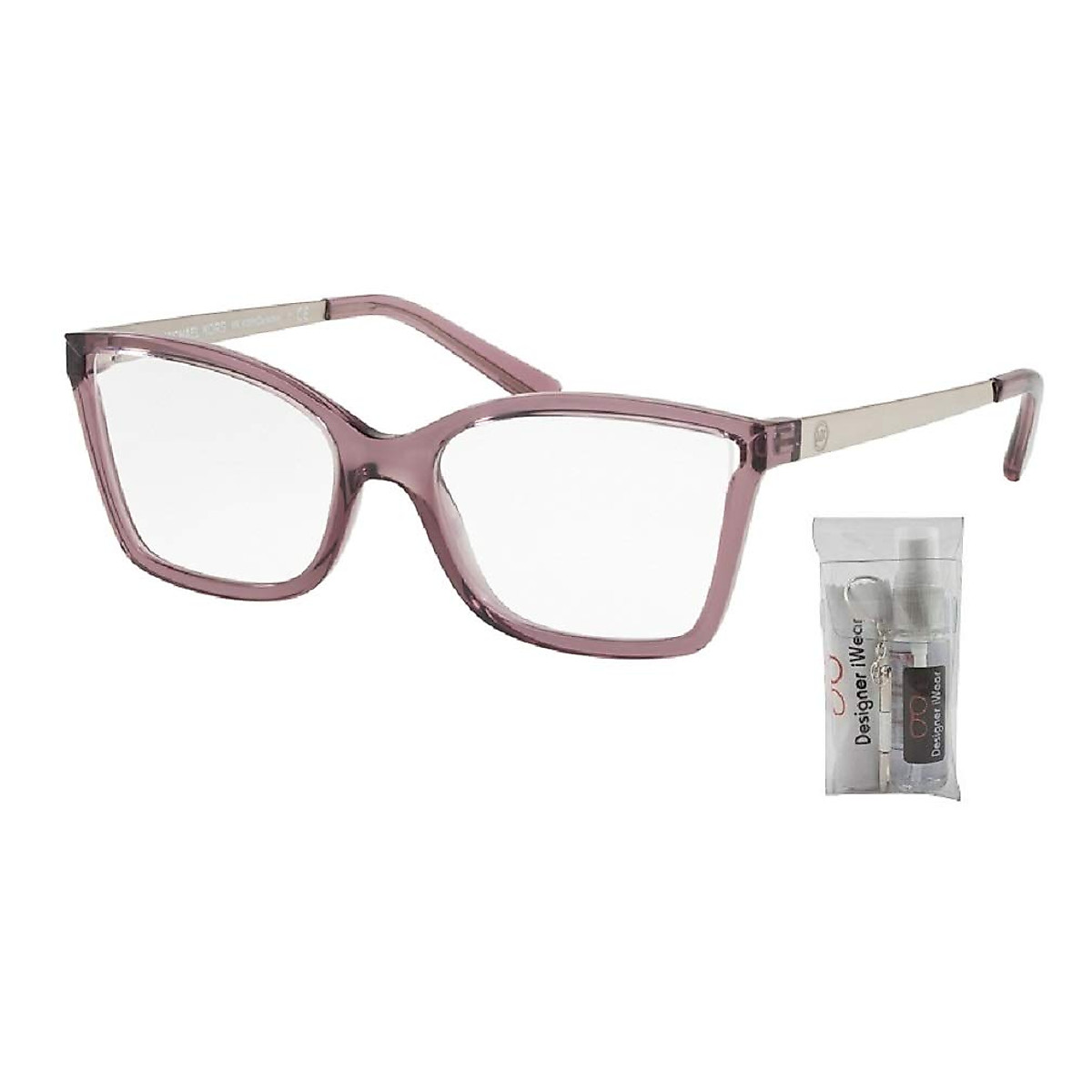 Michael Kors MK4058 CARACAS 3502 54M Burgundy Crystal Injected Rectangular Eyeglasses For Women+ BUNDLE with Designer iWear Eyewear Kit Care Kit