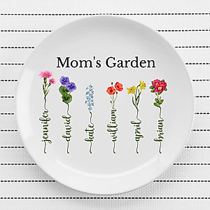 Custom Mom's Garden Personalized Gift for Mom Gift Mothers Day Birthday Present From kids Custom Birth Flower Platter Custom Platter Name Platter Serving Trays Serving Plates for Fish Dish Steak
