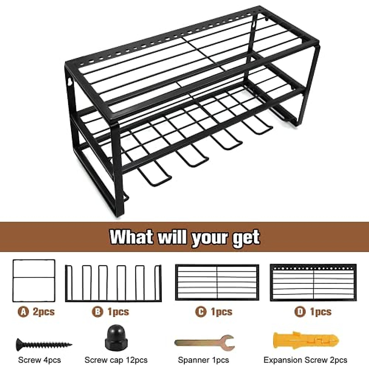 wocaxc Large Power Tool Organizer Storage-5 Drill Holder,Garage Tool Organizers and Storage Rack,Duty Floating Tool Shelf, Wall Mounted Tool Storage with Screwdriver Holder,Gift for Father's Day