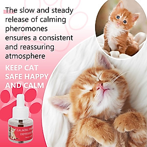 HEELE Cat Pheromone Calming Diffuser Anxiety Relief Cat Calming Diffuser 30 Days Refill Cat Pheromone Diffuser with Timing Function, Reduce Fighting and Scratching Calm Relaxing 48ml