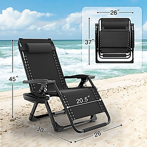 Suteck Zero Gravity Chair with Fans, Reclining Camping Lounge Chair w/Upgraded Lock and Cup Holder, Reclining Patio Chairs Folding Recliner for Indoor and Outdoor, Cool All Summer