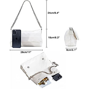 Women Chain Handbag, Shoulder Crossbody Hobo Purse Foldable Small Messenger Clutch Satchel Bag, Black