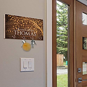 People People Personalized Wood Key Hanger for Wall | New Home Décor Gift for Wedding Housewarming | Customized Gifts for Couple Mr Mrs Key Ring Holder Hook | Key Rack | C02D04