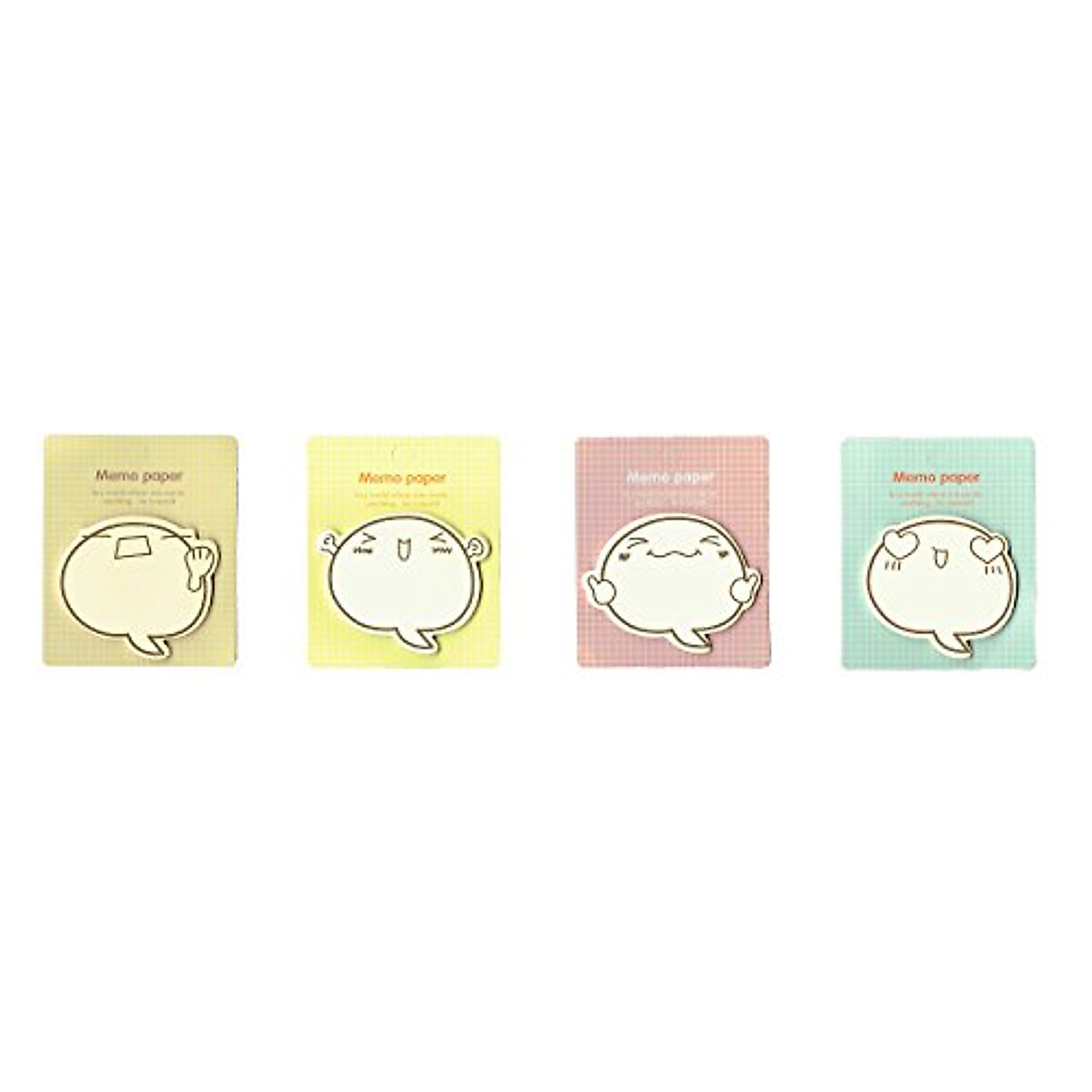 Cute Sticky Note Pads - Smiling Expressions - Pack of 4 - Fun Sticky Notes