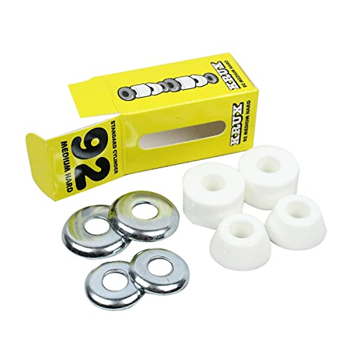 Krux Skateboard Bushings Worlds Best Cushions Medium Hard 92A White with Dime Bag Axle, Kingpin Nuts and Speed Kit - Rebuild/Refresh Pack That fits Almost All Skateboard Trucks